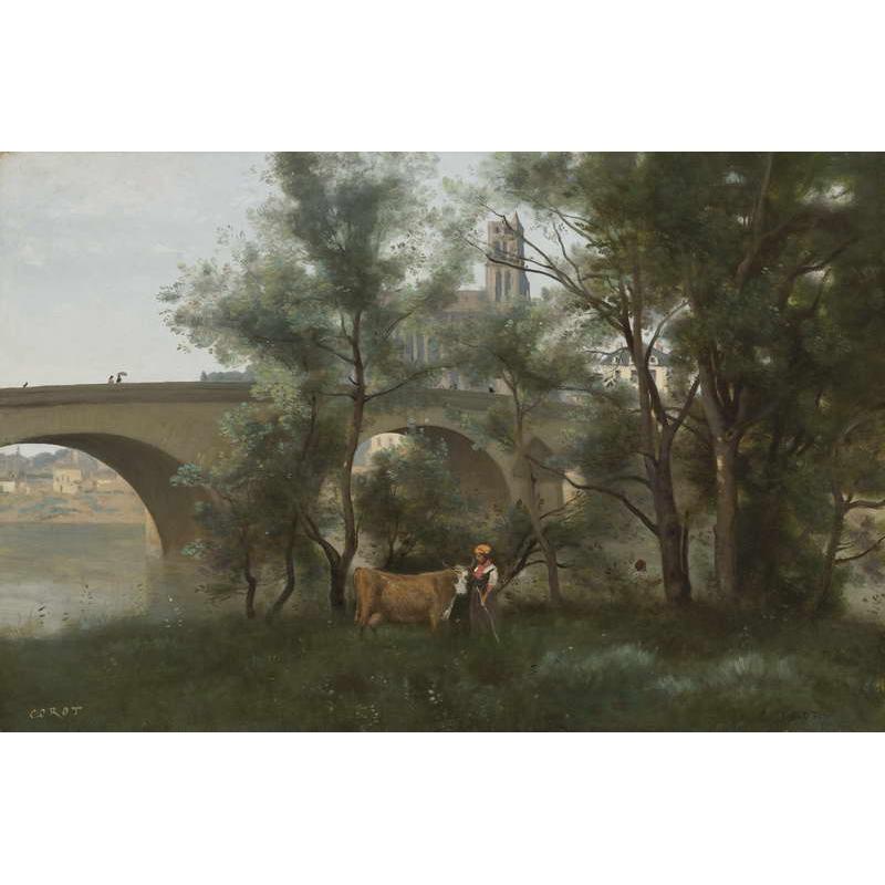 Obra de Arte - Mantes , las orillas del Sena , al pie del puente - Jean-Bap