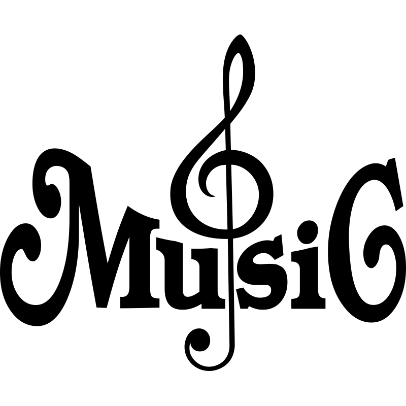 Unas hermosas y elaboradas letras forman en este adhesivo la palabra Music,