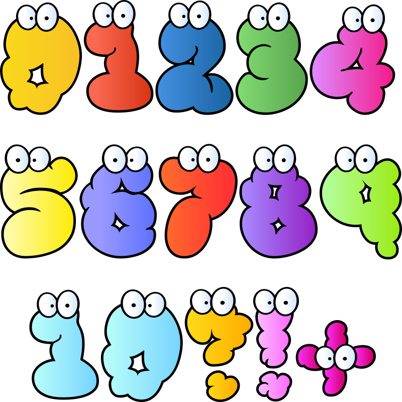 Este kit de pegatinas de números y signos de colores con ojos curiosos es i