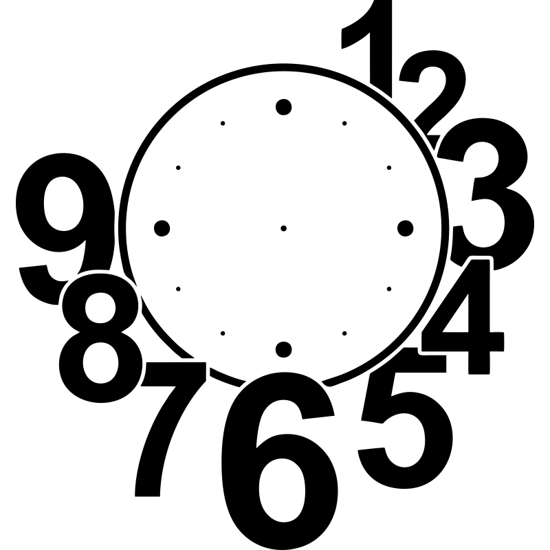 Reloj números del uno al nueve (66x70)